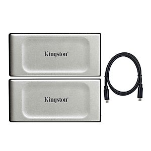 Kingston XS2000 2TB High Performance Portable External SSD (2-Pack) Bundle with PRO Thunderbolt USB-C Cable (3 Items)
