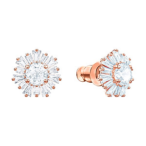 Swarovski Sunshine Collection Stud Earrings with Sun-Shaped White Crystal Centerpiece in a Rose-Gold Tone Plated Setting