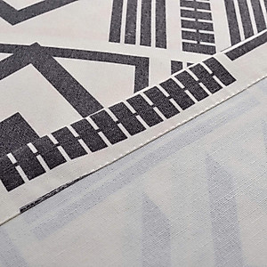 Melodieux Black Geometric Style Room Darkening Grommet Curtains for Living Room Dining Room Bedroom, 52 by 84 Inch, 2 Panels