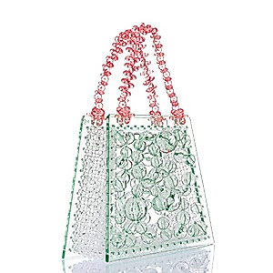 Milanblocks LLC Women Cute Crystal Acrylic Mint Spider Woven Round Beaded Clutch Bag Wedding Purse Bridal Prom Handbag Party Bag