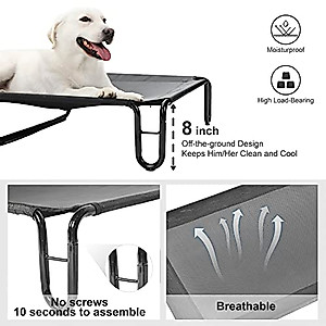 pettycare Outdoor Elevated Dog Bed Cot, Raised Dog Cots Beds, No Screws, Stable Frame & Durable Supportive Teslin Recyclable Mesh, Breathable, Indoor and Outside Pet Beds, Fits up to 85 lbs
