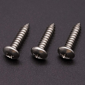 #12 x 1/2" (50 Pack) Stainless Steel Phillips Pan Head Wood Screws, Stainless Steel 304 (18-8), Pan Head Sheet Metal Screws Self Tapping Screws