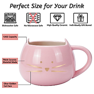 Koolkatkoo Cat Mug Cute Ceramic Coffee Mugs Hidden 3D Animal Inside Mug Novelty Tea Cup Pink Mug for Women Girl Mothers Day Gifts Cat Gifts for Cat Lovers Holiday Christmas Gifts Birthday Gifts 12 oz