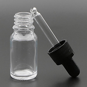 Kesell 8Pcs Glass Dropper Bottle Black Plastic Head Essential Oil Dropper Bottle 15ml Empty Refillable Clear Sample Storage Containers Vials, with Tapered Glass Droppers Black Screw Cap