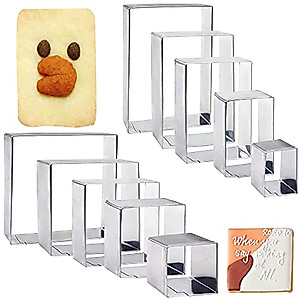 10PCS Rectangle Cookie Cutter Square Cookie Mold Stainless Steel Rectangle Biscuit Molds Square Pastry Molds Fondant Cake Cookie Cutter Set 1 Inch Depth