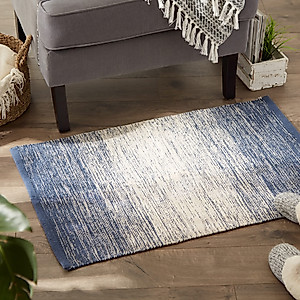 DII Woven Cotton Throw Rug, Area Rugs for Kitchen, Bedroom, Bathroom or Entry Way, Small Rug, 2x3, Ombre French Blue