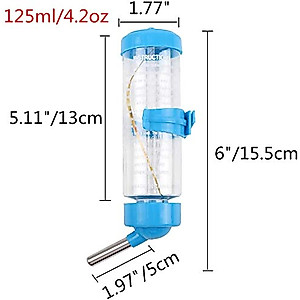 2 in 1 Hamster Hanging Water Bottle Small Animal Auto Dispenser with Base for Hamster Rat Gerbil Mouse Chinchillas Squirrel Guinea Pig Cage Toy