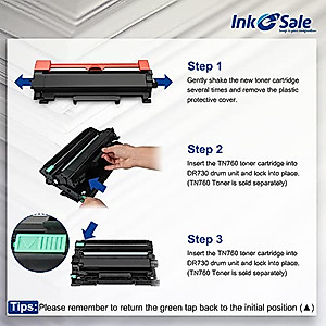 INK E-SALE Compatible Toner Cartridge and Drum Set Replacement for Brother TN760 TN730 DR730 (2 Toner + 1 Drum) for HL 2325DW L2350DW L2370DW L2390DW DCP-L2550DW MFC L2710DW L2717DW L2750DW