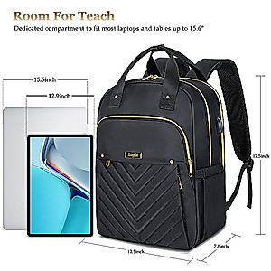 Backpack for Women, Travel Laptop Backpack, School Backpacks for Teens, Large College School Bookbag with USB Port Charging,15.6 Inch Computer Work Bag, Gifts for Women, Casual Daypacks, Black