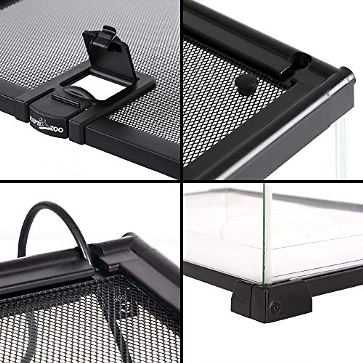 REPTI ZOO Full Glass 15 Gallon Reptile Tank, Medium Reptile Terrarium for Gecko Hermit Crab Hognose Snake etc, Top Screen Ventilation & Feeding