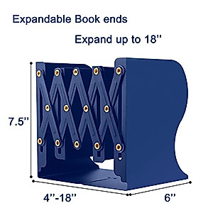 Metal Heavy Duty Book Ends for Shelves, Sturdy Bookends to Hold Books Heavy Duty, Adjustable Book Stopper for Office & School