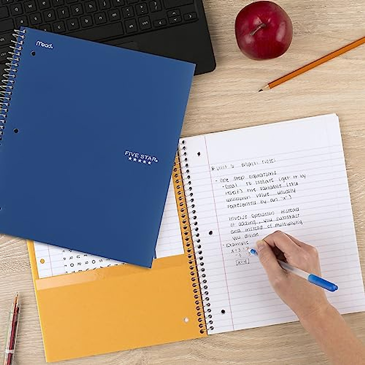 Five Star Spiral Notebooks + Study App, 3 Pack, 1-Subject, College Ruled Paper, 200 Sheets, 11" x 8-1/2", Forest Green, Fire Red, Pacific Blue (820189-ECM)