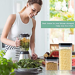 6 Pcs Large Size Airtight Food Storage Containers Set, BPA Free Clear Plastic Cereal Containers with Easy Lock Lids for Pantry & Kitchen Organization Storage - Include 24 Labels & 2 Chalk Marker