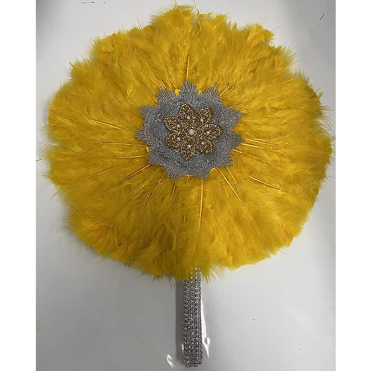 Msbfea Hand Feather Fan Handmade Luxurious African Dance Lace Feather Fans for Wedding Party Gift Top Wedding Decoration Color 425