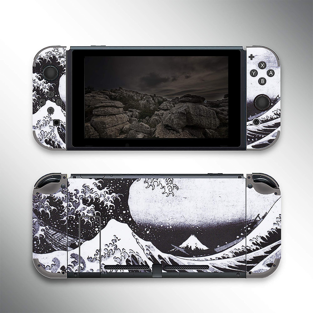 BelugaDesign Wave Switch Skin | Cool Sticker Wrap Vinyl Decal | Painting Japanese Water Ocean Cute | Compatible with Nintendo Switch (Switch Standard, Gray)