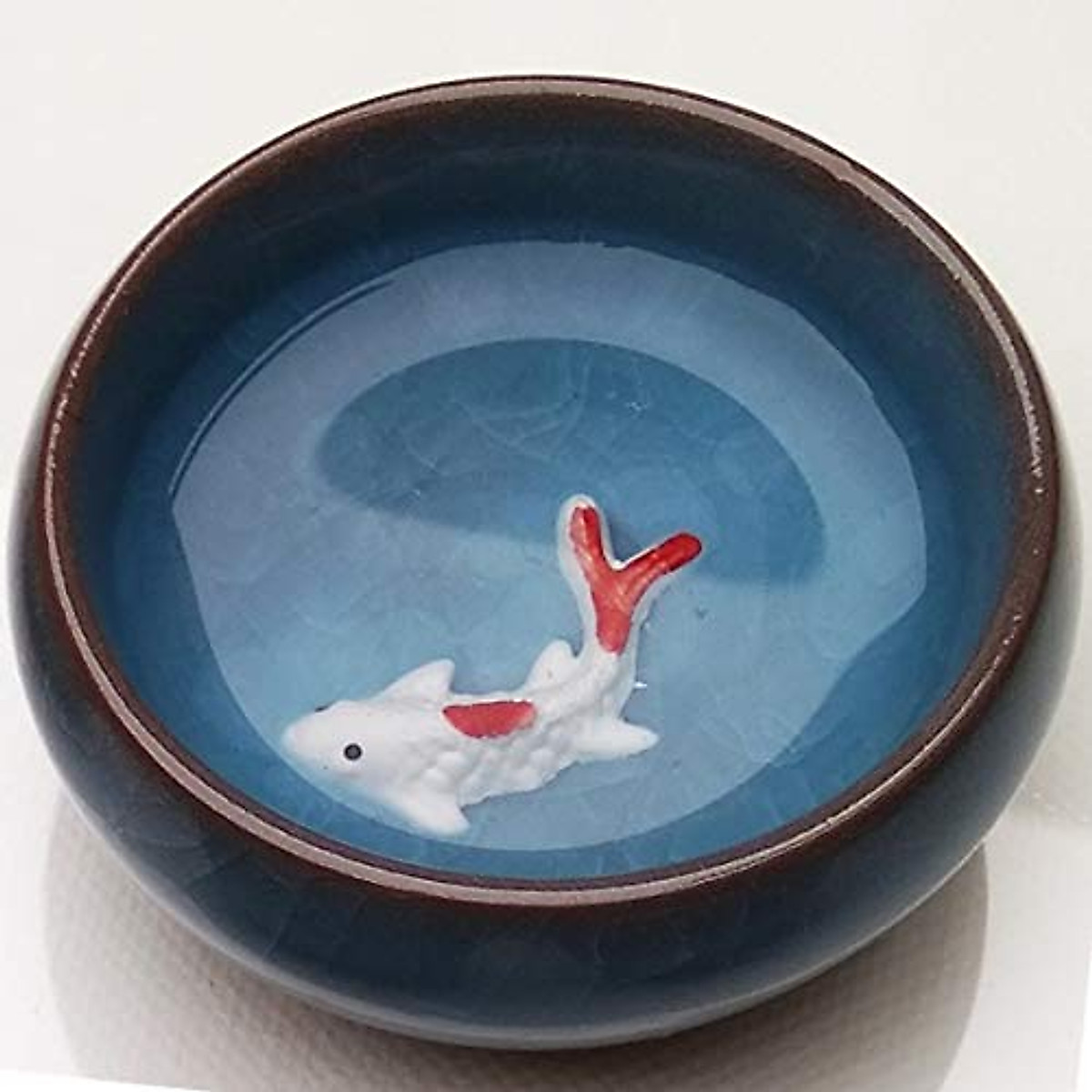 LENITH Korean Soju Glasses Sets, Cute Fish in the Glass, Wooden Soju Cup, Handcrafted Ceramic 4 Colors Fish in the Glasses, Also for Whiskey,Tequila, and Sake. (Fish in the glass(4 Color))