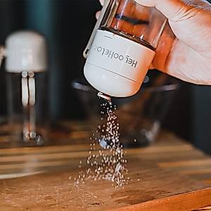 HeyooHeloo Precision Salt Dispenser with Moisture-Proof Glass Seasoning Jar,Perfect for Salt, Spice, Pepper (M)