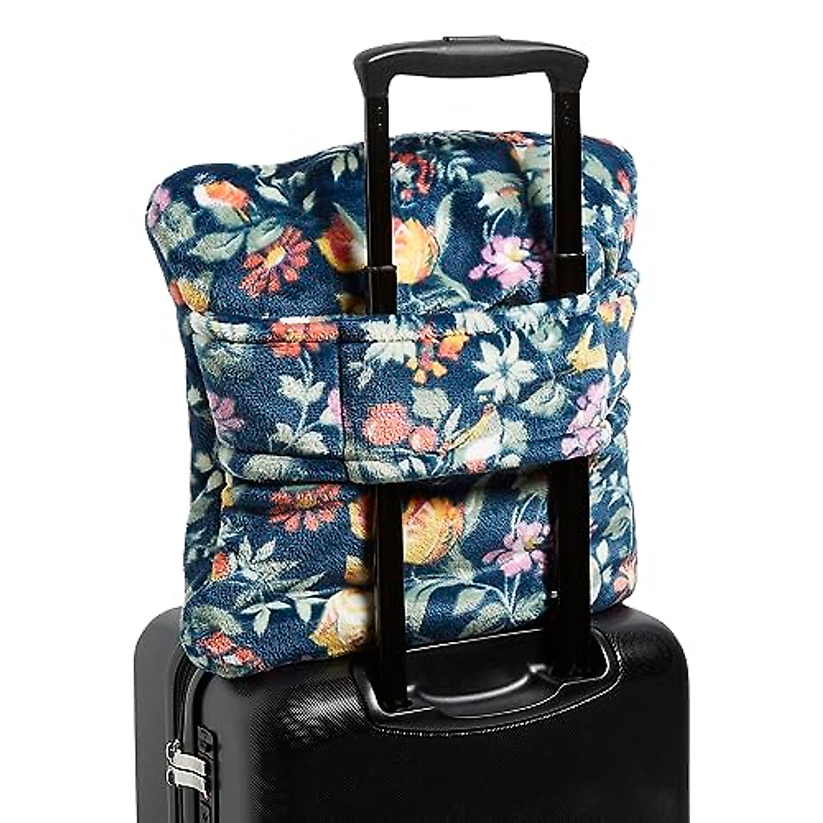 Vera Bradley Plush Fleece Travel Blanket with Trolley Sleeve, Fresh-Cut Floral Critters