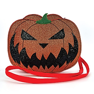 Sleepyville Critters - Halloween Purse | Pumpkin Purse | Glittery Pumpkin Cross Body Bag | Two Faced Jack O Lantern Bag
