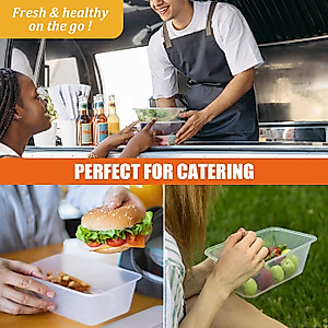 Teivio 100Pack 16oz Disposable Meal Prep Containers, Plastic Food Storage Containers with Lids, Leak proof, Microwave and Freezer Safe,for preparing lunch, snacks, salad or sandwiches (Clear)