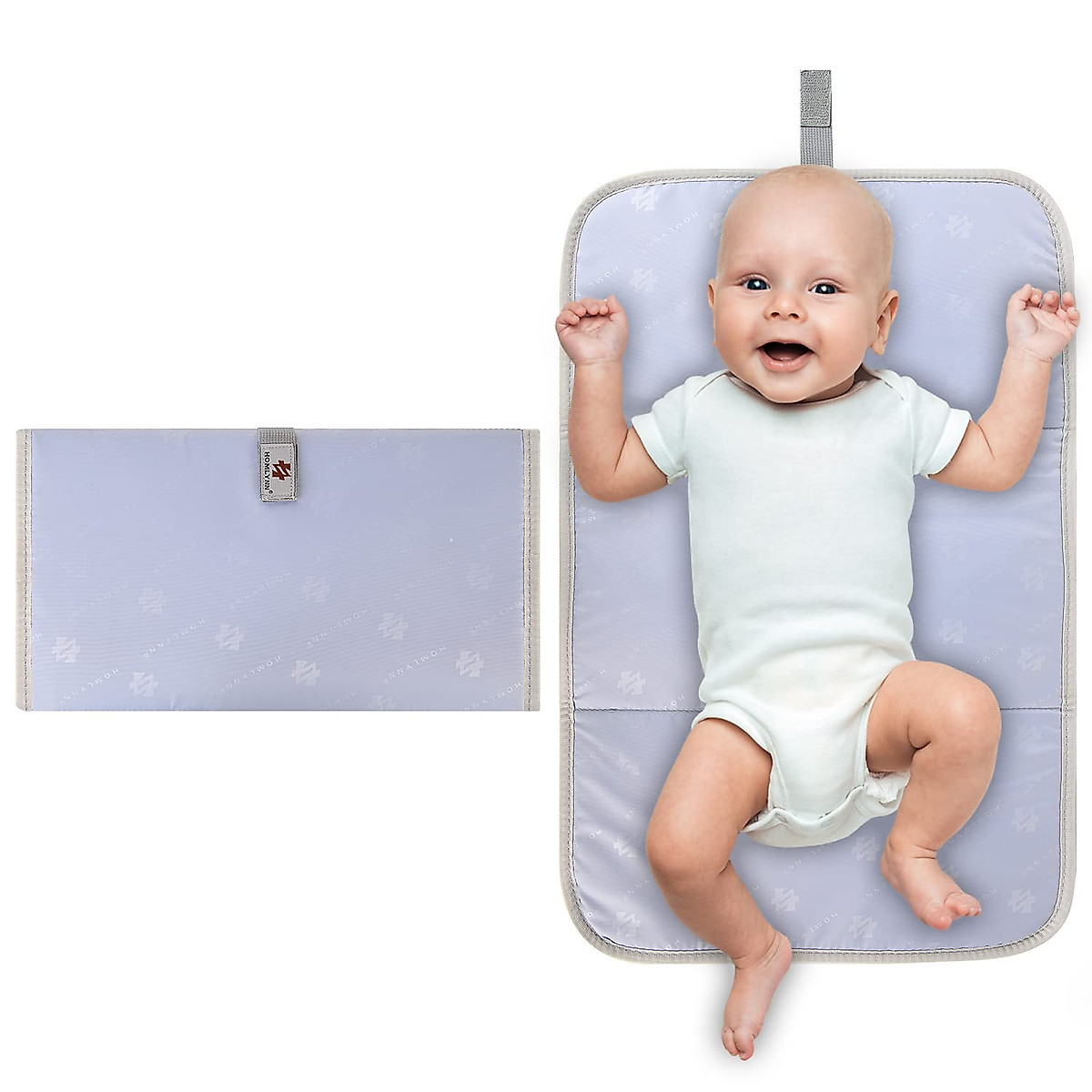 Homlynn Baby Portable Changing Pad, Diaper Bag Changing Pad Station, Machine-Washable Waterproof & Foldable for Anywhere Use(Grey)