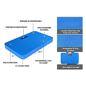 HOOPLE Extra Thick Kneeling Pad, Soft Foam Kneeling Cushion, Waterproof Knee Pads, Lightweight Knee Mat for Bathing, Workout Supplies, Exercise Yoga, Garden Work Gifts 15.7 x 11 Inches Blue