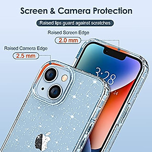 Hython Case for iPhone 14 Plus Case Glitter, Cute Clear Glitter Shockproof Protective Phone Cases for Women Girls, Sparkle Bling Anti-Scratch Soft TPU Cover for iPhone 14 Plus 6.7 inch, Shiny Clear