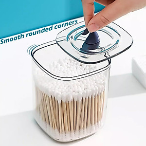 HomDSim 2 Pack Qtips Holder Dispenser,Cute animal shape Jar with Clear Lid Dustproof Cover,for Cotton Ball Swabs Round Pads Toothpick, Clear Plastic Jar Set for Bathroom Canister Storage Organization