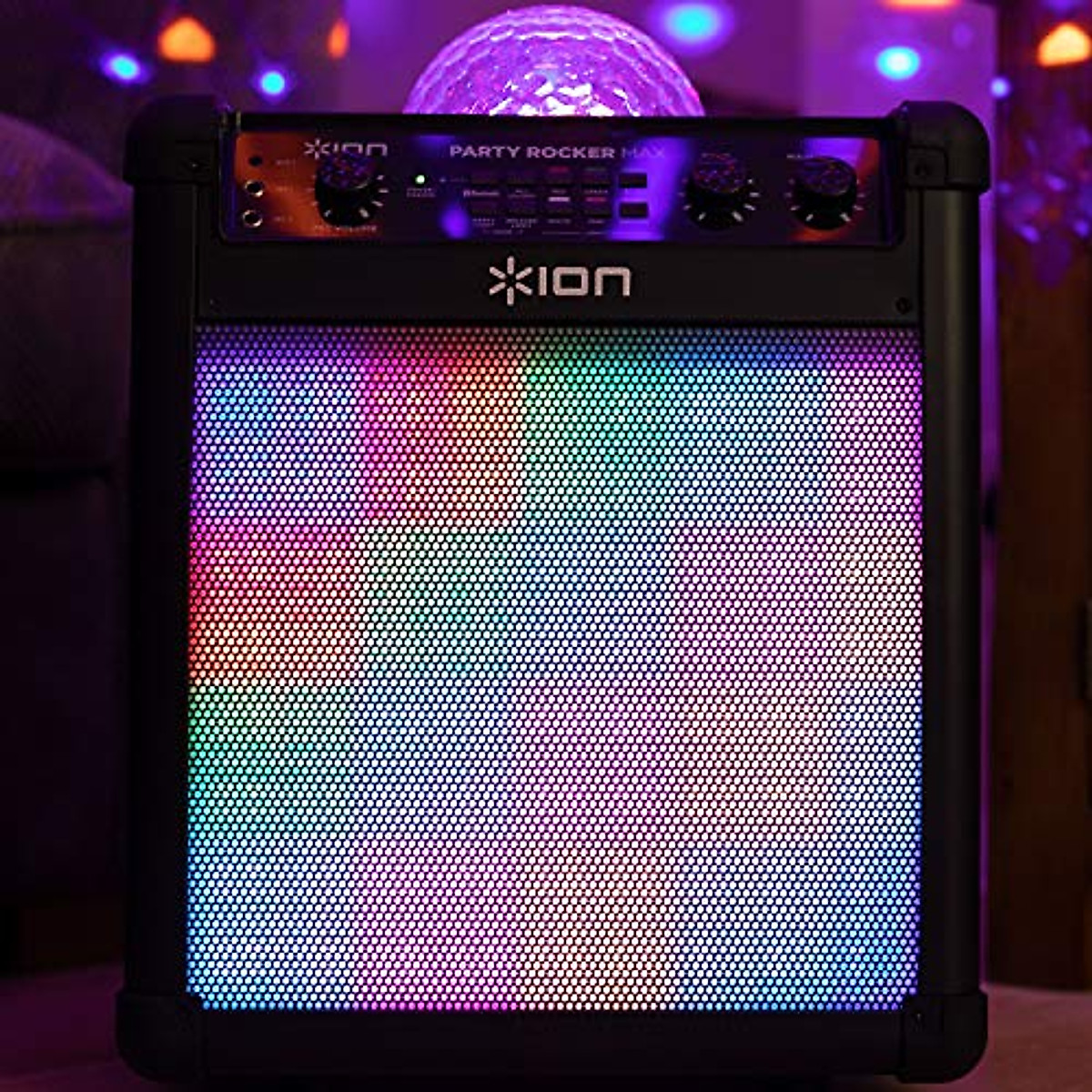 ION Audio Party Rocker Max - 100W Portable Wireless Bluetooth Speaker and Karaoke Centre with Rechargeable Battery, Party Light Display and Microphone