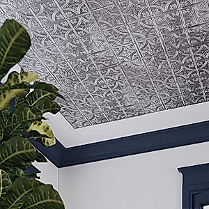 American Tin Ceilings [5 Pack Kit] 24" x 24" 100% Tin Nail-Up Ceiling Tiles | Pattern #3 Raw Unfinished Small Victorian Design with Floral Arching Diamonds for Ceilings & Kitchens | Kit-n-p03-raw