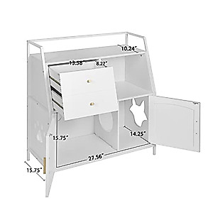 Large Hidden Litter Box Enclosure Furniture, CLLASOU Cat Litter Box Furniture Hidden with Shelf Wood Sturdy Litter Box Furniture with 2 Drawers and 1 Large Compartment Sturdy