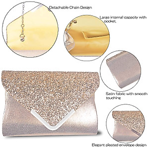 Women Evening Envelope Handbag Prom Sequin Clutch Purse Shoulder Cross Body Bag (Gold)