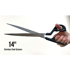 Azi Stainless Steel 14" Long Blade Scissors 3 Finger and Thumb Looped Durable Handles Home Office Craft Projects Gift Wrap Cutting