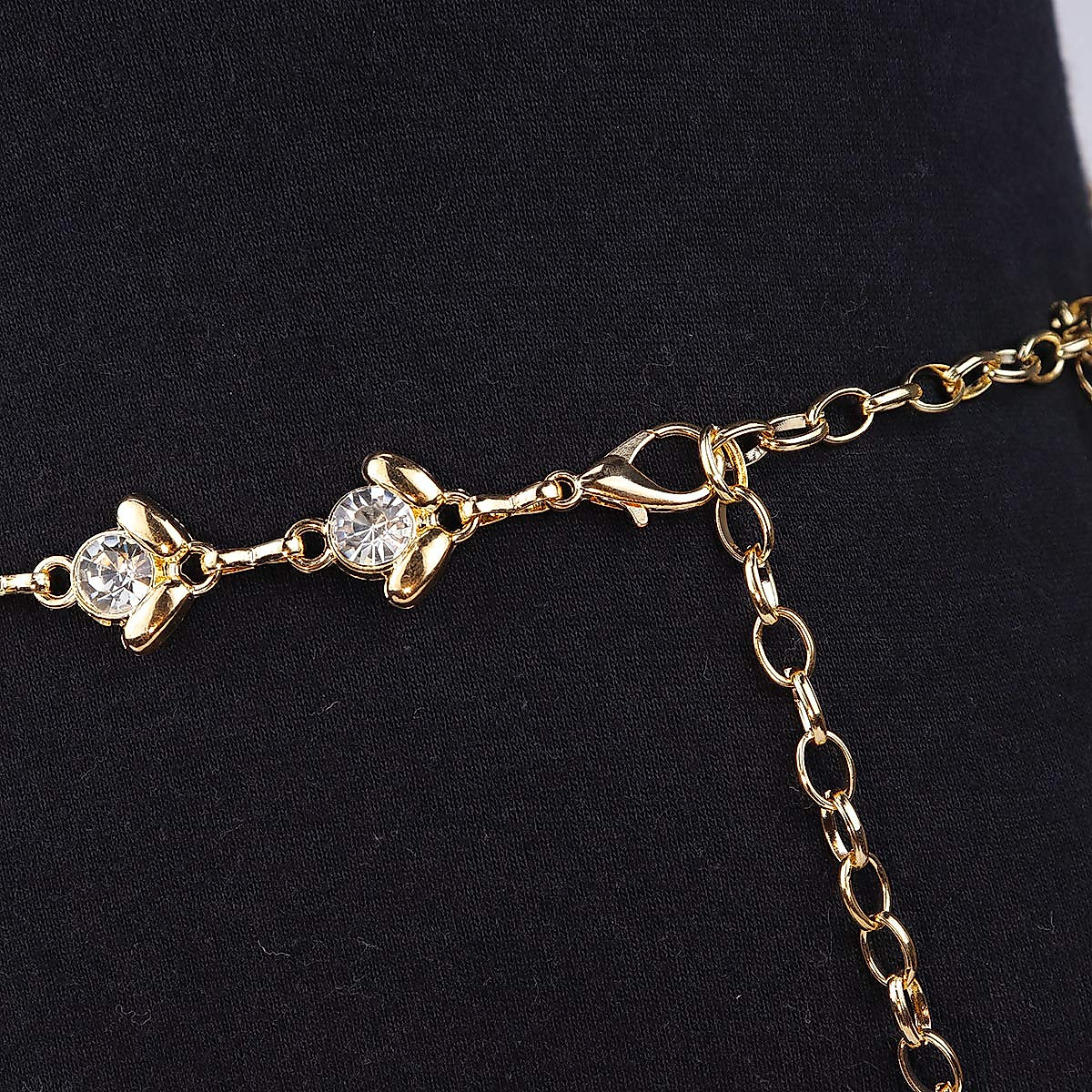 Glamorstar Chain Belt for Women Rhinestone Crystal Waist Belts for Dress Gift Plus Size Gold 135CM/53.1IN