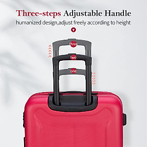 Widfre Luggage Sets 3 Pieces Carry on Suitcase Hardshell Lightweight Travel with Double Spinner Wheels Locks TSA Approved (Hot Pink)