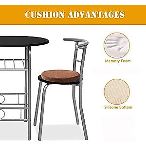 Big Hippo Memory Foam Chair Pads Round Chair Cushions Non Slip Seat Cushion for Dning Room Kitchen Bar Stool, Brown 16"
