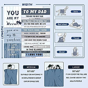 Gifts for Dad from Daughter or Son - to My Dad Blanket Father's Day,Thanksgiving,Christmas, Birthday Gifts for Dad Soft Flannel Hug Father Letter Throw Blanket 60" x 50"