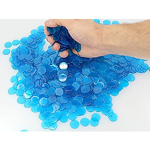 Regal Bingo Plastic Bingo Chips 1000 Pcs - Clear Transparent Counters Game Chips Set for Board Game - Fun Family Bingo Night - 3/4 Inch Blue Color