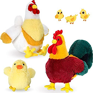 Skylety 3 Pcs Chicken Stuffed Animal Gifts Set Chicken Plush Chicken Stuffed Toy Cute Chicken and Cocky Rooster Plush Little Baby Chick Toys for Baby Shower Party Favor Birthday Supplies