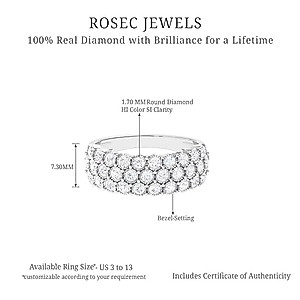 Natural Diamond Wide Wedding Band, Hi-Si Clarity, Certified Diamond Anniversary Ring - With Jewelry Box, 14K Rose Gold, Size:US 9.00