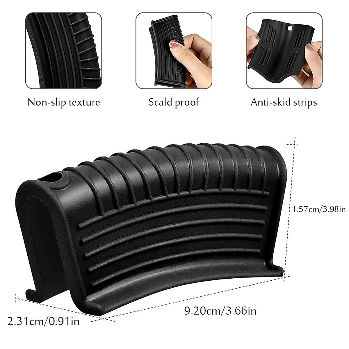 Silicone Assist Handle Holder, Hot Skillet Handle Covers Pot Grip Handle Sleeve Cast Iron Skillets Non-Slip Heat Resistant Pan Grip Cover for Cast Iron Woks Frying Pans Griddles Skillets (Black)