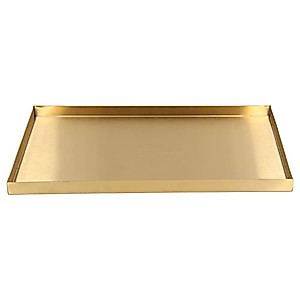 11.9x8.0 in Gold Rectangle Storage Tray Stainless Steel Tea Fruit Trays Desktop Cosmetics Perfume Jewelry Organizer Serving Tray for Home Living Room, Kitchen, Bathroom, Hotel
