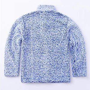 Men's Pullover Winter Workout Thenlian Men Warm Fluffy Winter Solid Casual Zip Up Sweatshirt Pullovers Outwear(Blue, XXL)