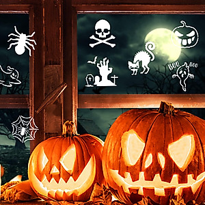 Halloween Pumpkin Face Stencils for Painting: 20pcs 6 inch Large Halloween Skull Stencils Reusable for Pumpkin Painting, Wood, Shirts, Crafts