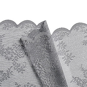 Urban Lotus Grey Lace Sheer Curtains 55 x 54 Inch Elegant Floral Rose Lace Embroidered Curtain Panels Airy Light Filtering Rod Pocket Window Treatment Sets for Garden Balcony, 1 Pair