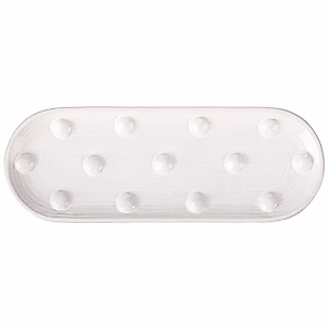 Mud Pie Dotted Dip and Tray Set, Size 5" x 14" 2" x 4 1/4" Dia | Spreader 6 1/2", White