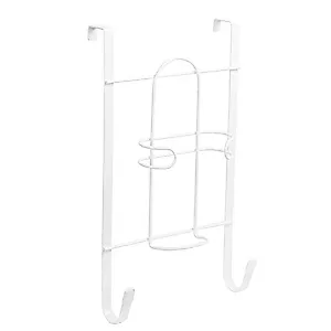 Spectrum Diversified Over-the-Door Holder No-Installation Iron & Ironing Board Storage, Sturdy Steel Construction With Rubberized Hook Ends Laundry Room Storage & Closet Organization, White, Large