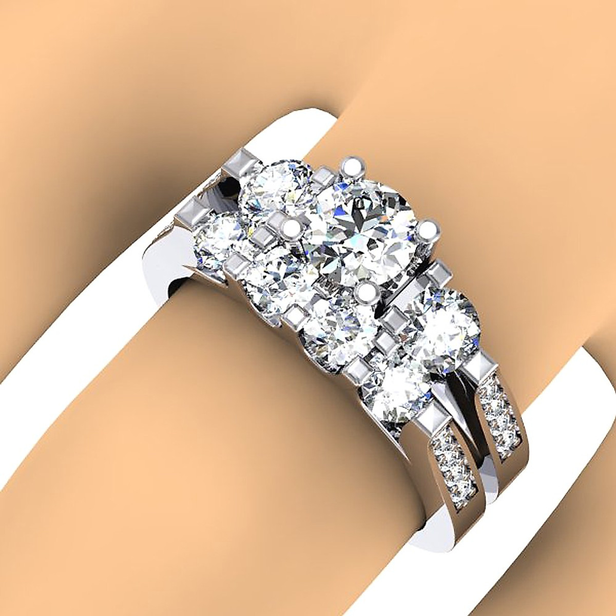 Dazzlingrock Collection 1.40 Carat (ctw) 14k Round Diamond Women Wedding Ring Set with Matching Wedding Band, White Gold, Size 9