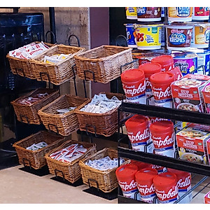 Mobile Merchandisers CR0620-3B-MB 3-Tier 3 Square Willow Basket Counter Display Rack,Brown