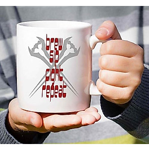 Gifts for Martial Arts Lovers, Great Father's Day Present - Fight Sweat for Coffee and Tea, Navy on 11 Oz White Ceramic Coffee Mug